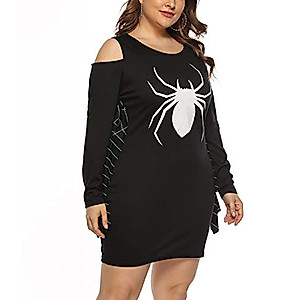 Gloria&Sarah Women's Halloween Spiderweb Plus Size Jersey Tunic Cosplay Costume Dress,Black,XXXXL