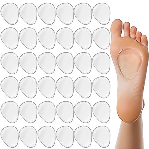 Ramede 36 Pcs Metatarsal Pads Reusable Clear Ball of Foot Cushion Water Drop Shape Foot Gel Pads Adhere to Shoe 4d Design for Forefoot Support Metatarsalgia Neuroma Feet Pain Relief Women Men