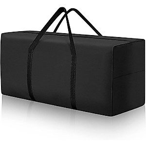 177 Gallon Outdoor Cushion Storage Bag 68 inch Extra Large Patio Furniture Cushion Storage Bag Waterproof Garden Cushion Storage Covers with Zipper and Handles Black (1 Pack, 68"L x 30"W x 20"H)
