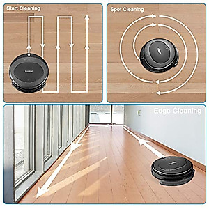 Luby Robot Vacuum Cleaner, Vacuum and Mop Robotic Vacuum Cleaner, Wi-Fi Connectivity, Self-Charging, Super-Thin, Quiet, Cleans for Pet Hair, Hard Floors, Low-Pile Carpets, Black