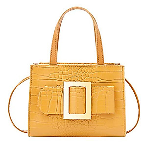 Black Large Tote Purse Hand Color Bag Fashion Bag Zipper Ladies Shoulder Bag Extra Large Leather (Yellow, One Size)
