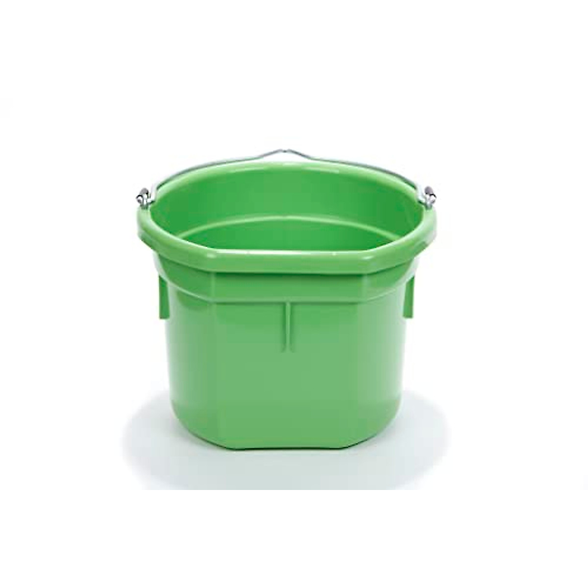 Little Giant® Flat Back Plastic Animal Feed Bucket | Animal Feed Bucket with Metal Handle | Horse Feed & Water Bucket | 8 Quarts | Lime Green