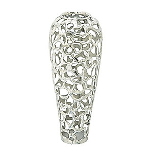 Deco 79 Aluminum Coral Vase, 10" x 10" x 25", Silver