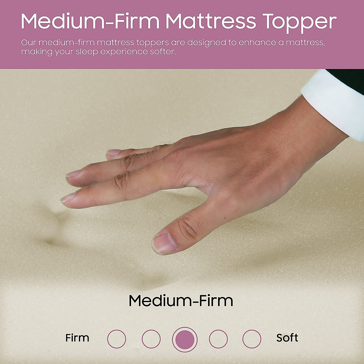 Sprign Sleep 2-Inch High Density Foam Topper,Adds Comfort to Mattress, Queen Size, Yellow