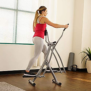 Sunny Health & Fitness SF-E902 Air Walk Trainer Elliptical Machine Glider w/LCD Monitor, 220 LB Max Weight and 30 Inch Stride