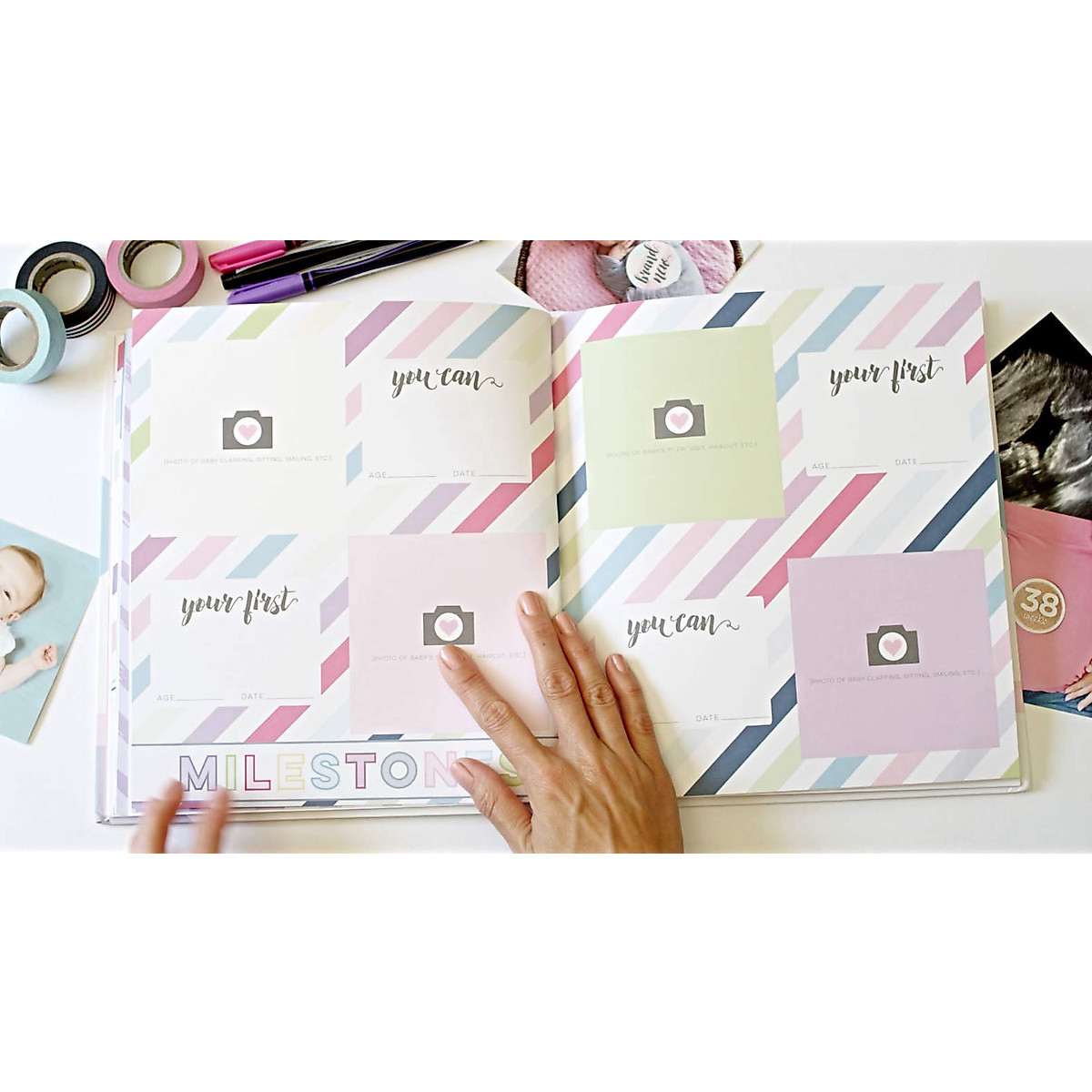 Bobee Hello Baby Memory Book, a journal scrapbook for girls milestones and memories first 5 years