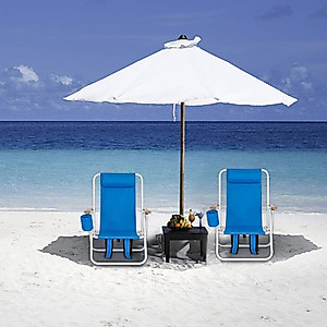 MTFY Folding Backpack Beach Chair,Reclining Portable Beach Chair Camping Chair with Adjustable Headrest and Cup Holder,Lightweight Beach Lounge Chair for Outdoor Camping Lawn Concert (Blue)