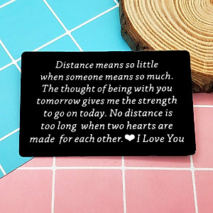 Engraved Wallet Inserts Card,Long Distance Couples Gift for Boyfriend,Long Distance Gift,Metal Wallet Love Note Card for Him Her,Military Deployment Gift for Husband Christmas Birthday Gift for Men