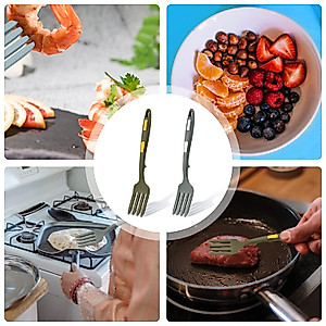2pcs Silicone Flexible Forks, Large Silicone Cooking Fork Heat Resistant, Multifunctional Nonstick Blending Fork for Cooking Utensil for Kitchen Stir Mix Mash (Gray Green, Dark Green)