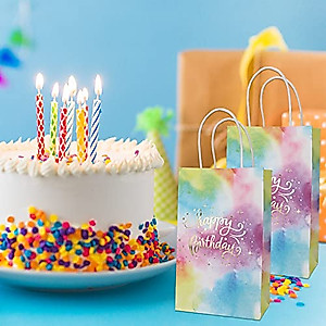 ECOHOLA Birthday Favors Gift Bags with Handle,30 pieces Gold Foil Birthday Kraft Paper Bags,Party Favor Bags for Goodie,Candy,Donut,Gifts - Size 9'(H) x5.5'(L) x3.2'(D)