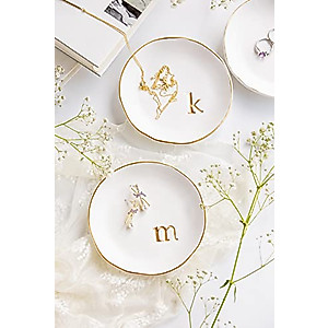 COLLECTIVE HOME - Ceramic Jewelry Tray, Decorative Trinket Dish for Rings Earrings Necklaces Bracelet Watch Keys, Birthday Mother's Day Christmas Gift for Women, 4.75", White Surface (M)