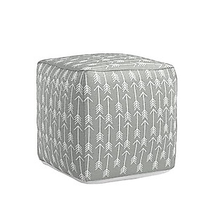 Urban Lifestyle Arrow Square Pouf Ottoman, Gray