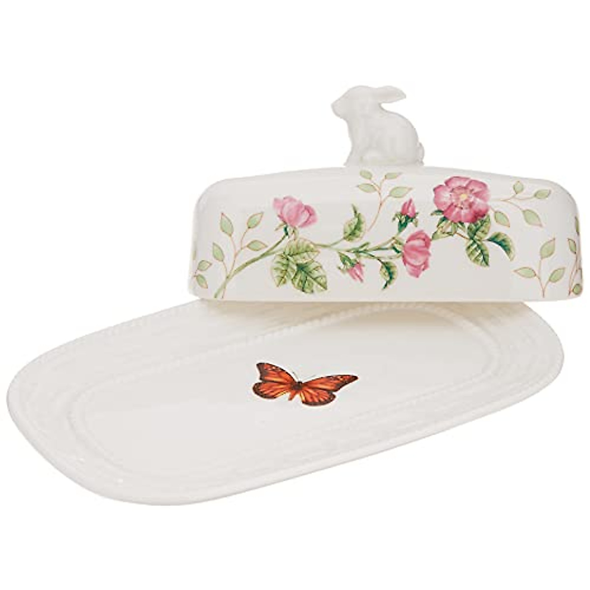 Lenox 893455 Butterfly Meadow Bunny Covered Butter Dish