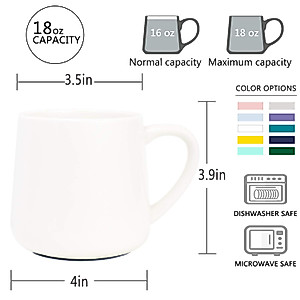 Bosmarlin Glossy Ceramic Coffee Mugs Set of 2, Tea Cup for Office and Home, 18 oz, Suitable for Dishwasher and Microwave(White, 2)