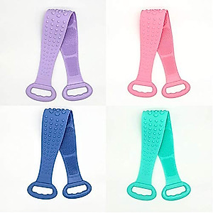 Silicone Bath Body Brush, Dual Sided Foldable Long Handled Design Soft Body Back Scrubber, Eco Friendly, Easy to Clean, Portable for Traveling (Green)