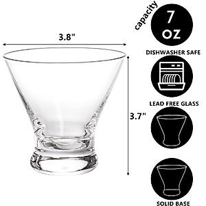 DEAYOU 8 Pack Stemless Glasses Set, Cocktail Glasses with Base for Gimlet, Margarita, Drink, Juice, Party, Gift, 7 OZ