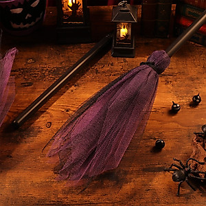 FOMIYES 2Pcs Halloween Witch Broom Net Yarn Witch Broom Kids Cosplay Broomstick for Halloween Costume Party Haunted House Masquerade Show Prop Supplies