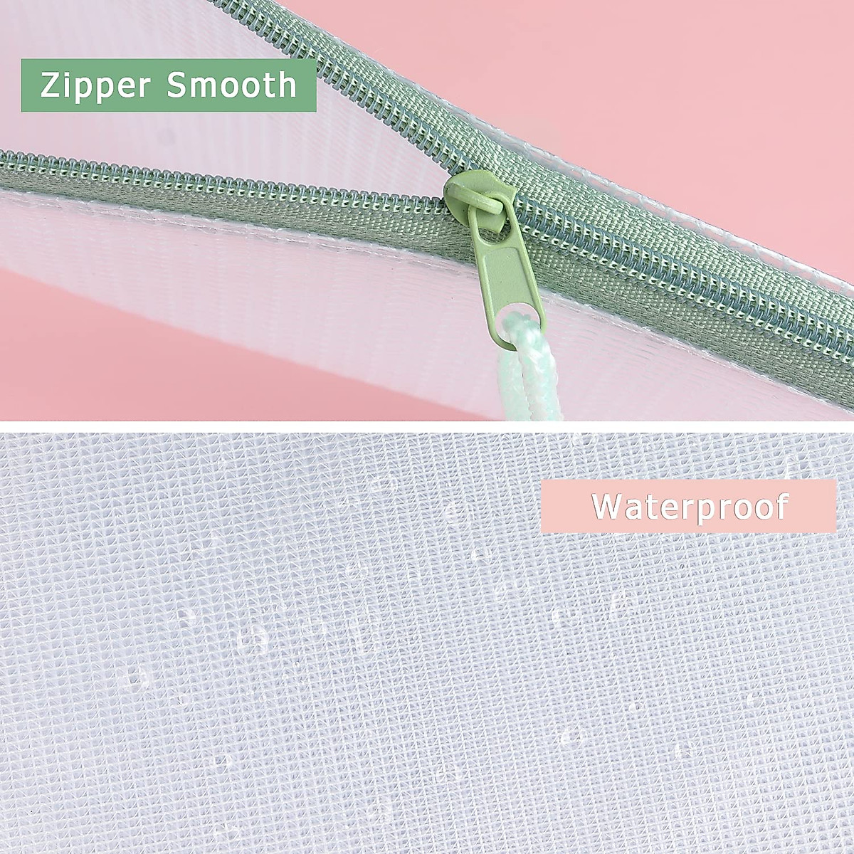 Tamaki 6 Pack Mesh Zipper Pouch Bags Waterproof Zipper Bags Durable Pouches for Organization Bag Board Game Storage, Document Bag Letter/A4