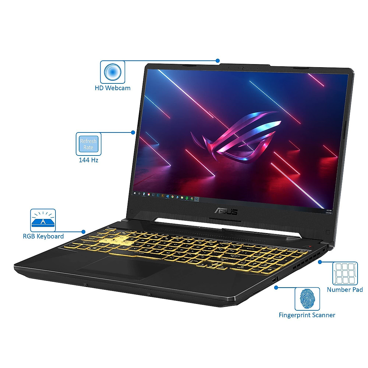 ASUS TUF F15 144Hz Gaming Laptop, 15.6" FHD, Intel Core i5-10300H, 16GB RAM, 512GB NVMe SSD, NVIDIA GeForce GTX 1650, RGB Backlit Keyboard,Windows 10 Home
