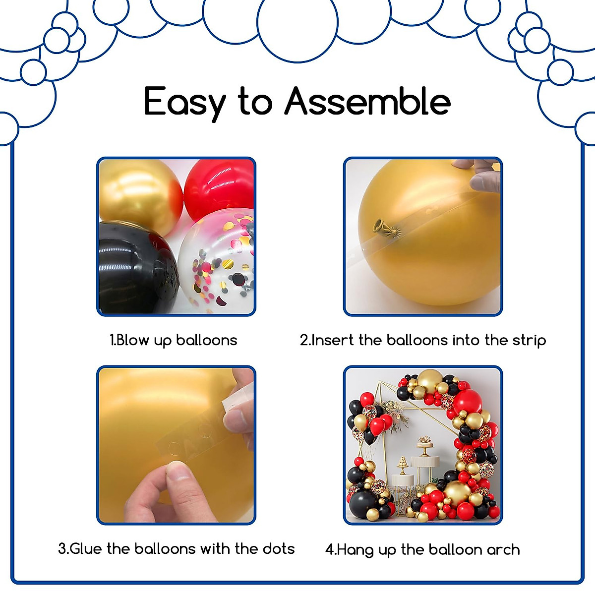 COKAOBE Red Black and Gold Balloons Garland Kit, 124pcs Red Black Metallic Gold Confetti Balloon Arch Kit for Wedding, Birthday Graduation Baby Shower Celebrations Anniversary Party Decorations