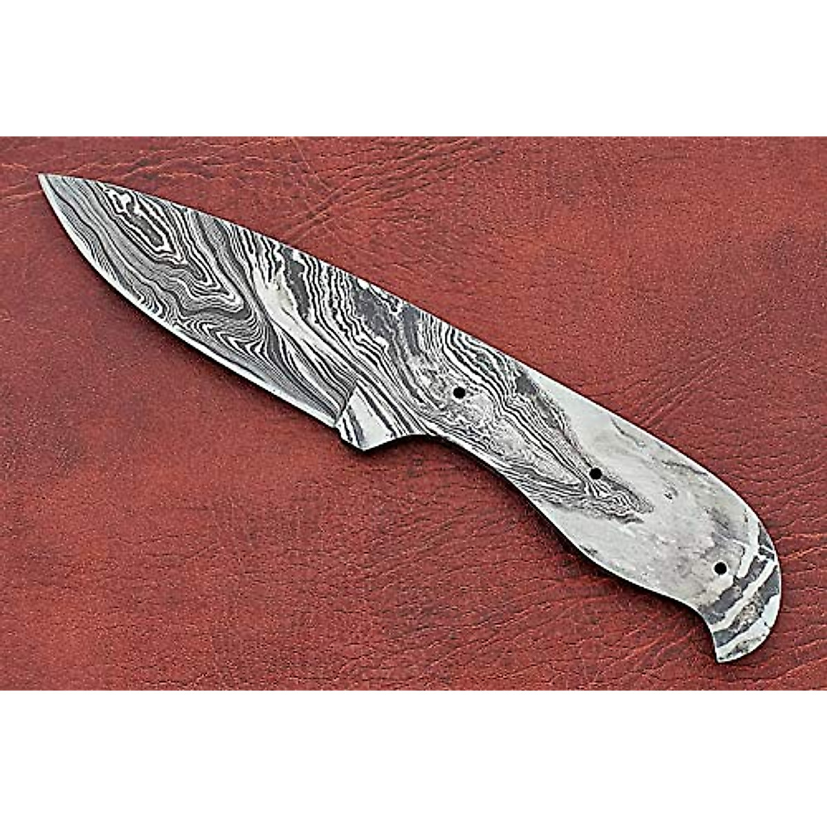 8 inches Long Drop Point Blank Blade Skinning Knife, Hand Forged Damascus Steel 4" Scale Space with 3 Pin Hole Space, 3.75 inches Cutting Edge
