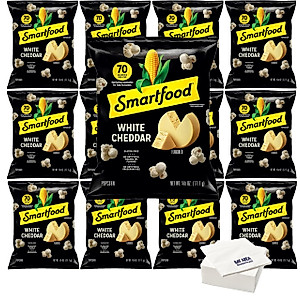Smartfood White Cheddar Popcorn, 0.625oz Bags, (Pack of 10) with Bay Area Marketplace napkins