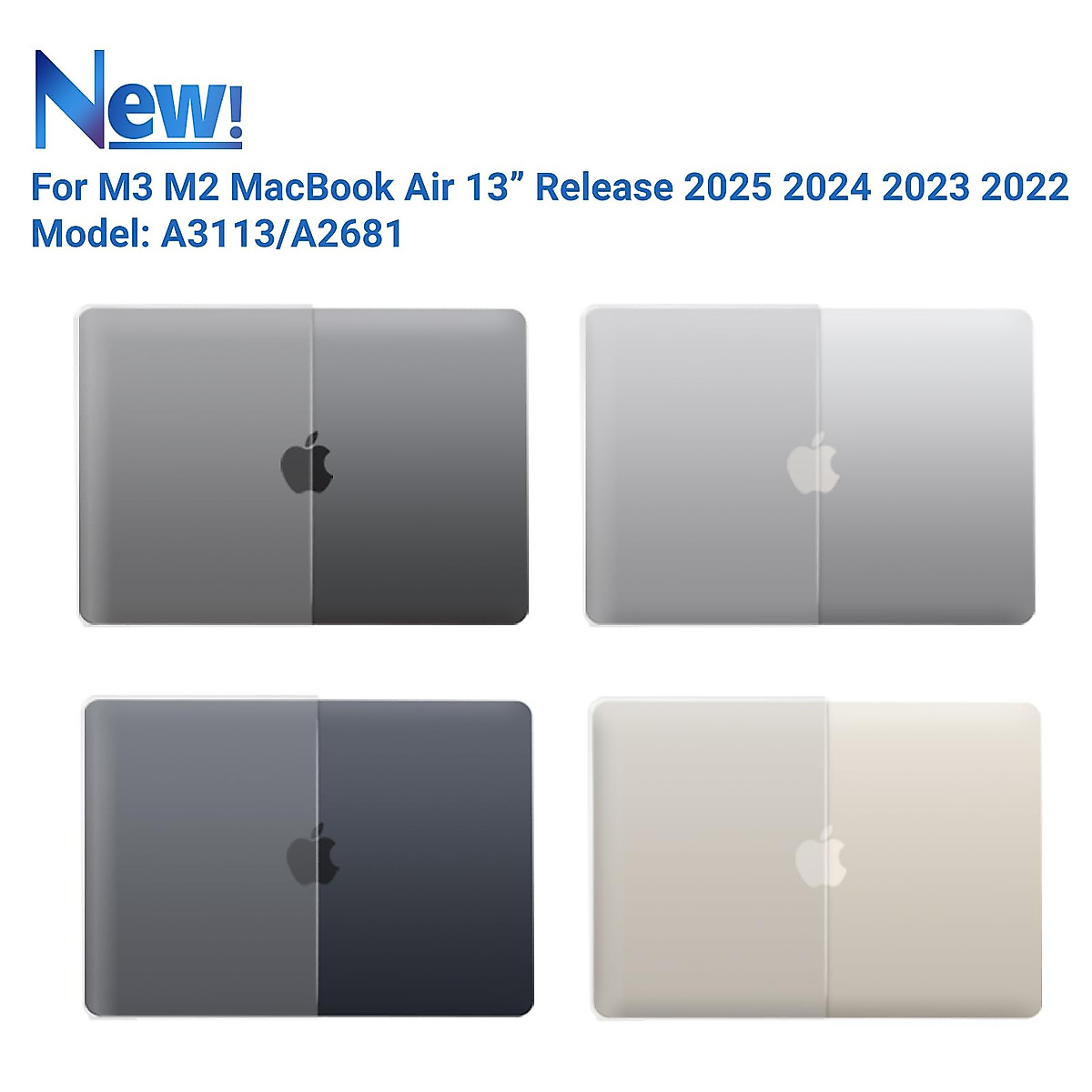 IBENZER Compatible with 2025 2024 2023 2022 MacBook Air 13 inch Case M3 A3113 M2 A2681, Hardshell Case & KeyboardCover & ScreenFilm for Mac Air 13.6 with Touch ID, Frost Clear, KK-CL+2