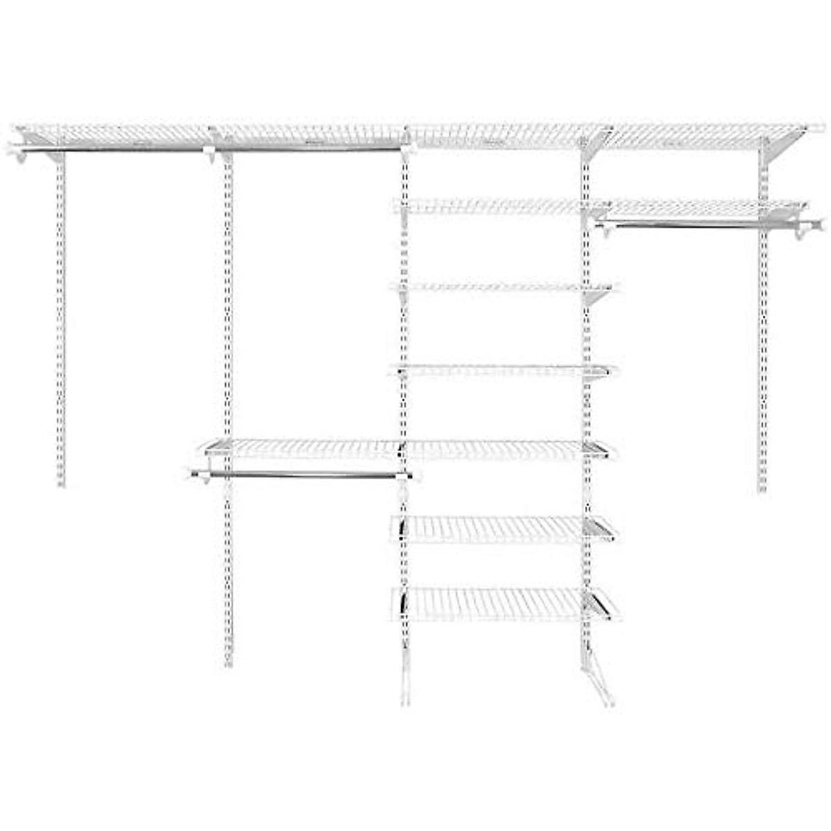 Rubbermaid Fasttrack Closet Kit, White, 6-10 Ft, Wire Shelving Kit & Configurations Sliding Basket for Closet Drawer Organization, Sturdy Slide Out Basket, White