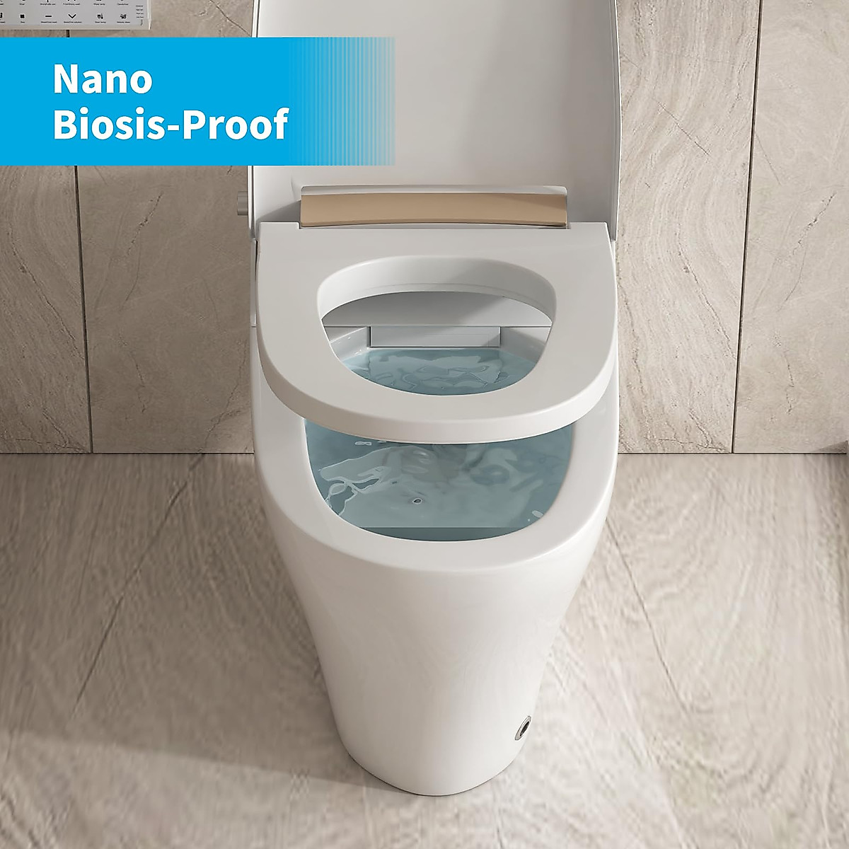 Small Smart Toilet Bowl, Foot Sensing Flush Bidet Toilet, Tushy Bidets for Existing Toilets, Composting Toilet with Heated Bidet, One-Piece Toilet Seat, Auto Flush, Remote Control