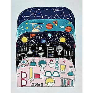 2 Ply World Of Science Flannel Washable Kids Lunchbox Napkins 8x8 inches 5 Pack - Little Wipes (R) Flannel