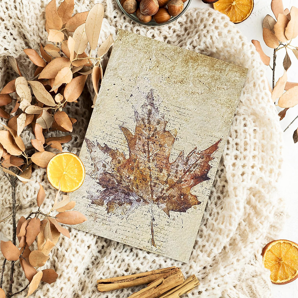 Whaline 32 Pack Fall Leaves Thank You Cards Vintage Maple Leaf Pumpkin Greeting Cards with Envelope Stickers Blank Note Cards for Autumn Harvest Thanksgiving Holiday, 4 x 6 Inch