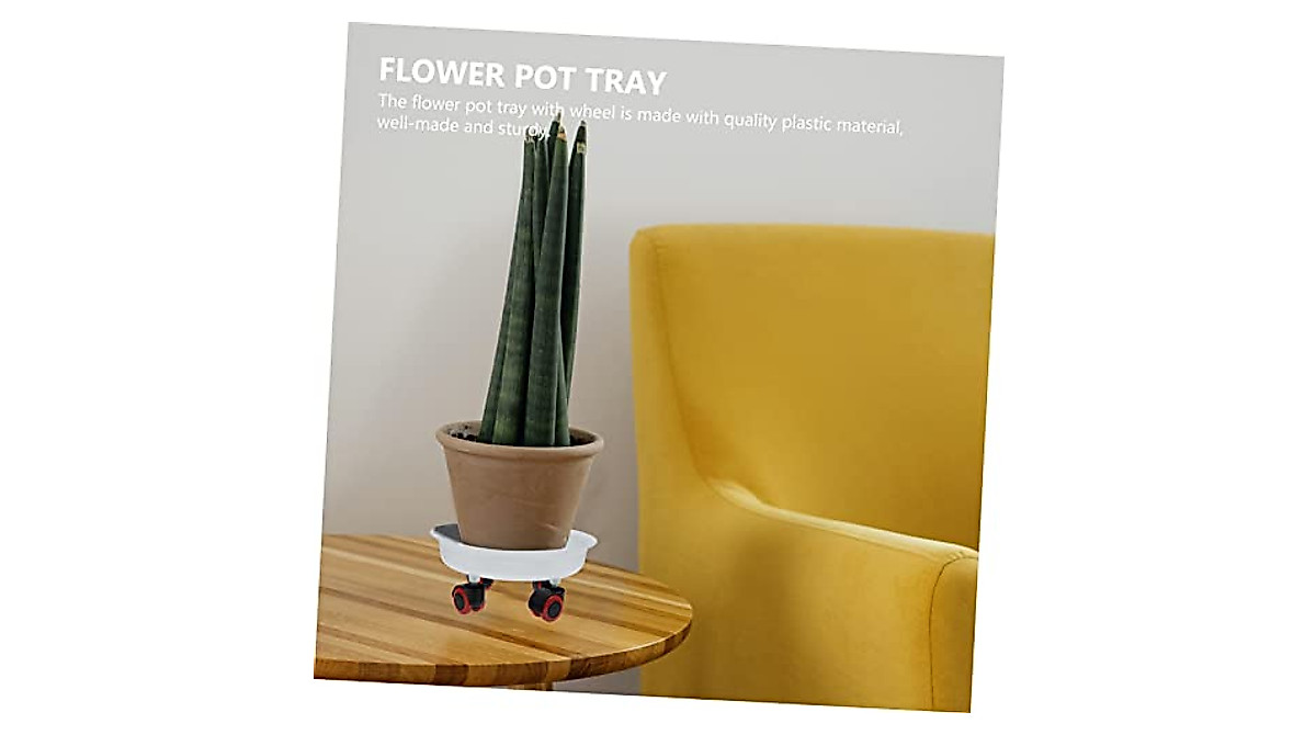 SECFOU 2pcs Mobile Pot Base Serving Tray Round Flower Display Stand ...