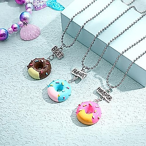 NUOBESTY Friendship Bracelets 3 Pcs Best Friend Necklaces Donuts Ice Cream Pendant Friendship BFF Necklaces for 3 Girls Birthday Friends Sisters Jewlery Gifts (Best Friend Forever) Girl Toys