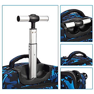 SKYMOVE 20 inches Big Storage Multifunction Travel Wheeled Rolling Backpack Luggage Books Laptop Bag, Blue