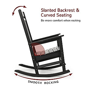 Stoog Set of 2 Outdoor Rocking Chairs, Hips Plastic Porch Rocker with 400 lbs Weight Capacity, for Backyard, Fire Pit, Lawn, Garden and Indoor (White)