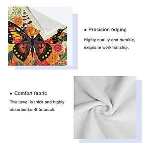 Flradish Flowers Butterflies Towels 3 Pack Bath Towels for Bathroom Set Soft Cotton Highly Absorbent Lightweight & Quickdry Towel Set 1 Bath Towel,1 Hand Towel,1 Washclothe