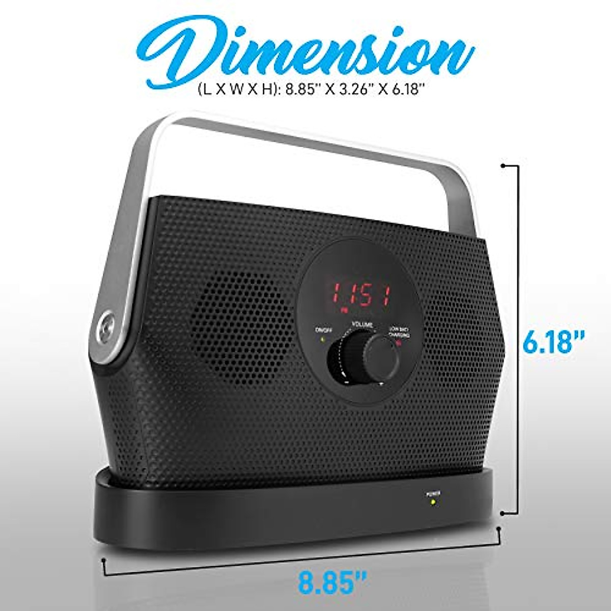 Pyle Wireless TV Listening Speaker - Hi-Fi Bedside Digital Assisted TV Amplifier for Hearing Impaired, Portable Speaker for Seniors w/Audio in, Optical in, Headphone Jack, Clock Display - PTVSP50BK