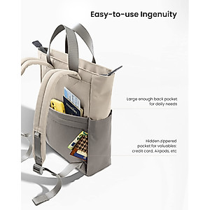 tomtoc 14-inch Laptop Backpack for Work, School, Travel, Water-resistant, Stylish Slim Laptop Computer Bag Purse College Bookbags with Multi-functional Pockets, Casual Tote Daypack, 12L, Moon Grey