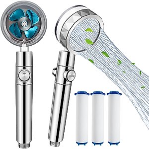 COKOKERT Handheld Power Shower Head,Vortex Shower Head with Filter and Pause Switch,Removable Propeller Driven Shower Head,Water Saving 360 Power Shower Head,Hydro Jet Shower Head…
