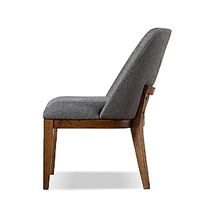 Furniture of America Merlin Modern Solid Wood Dining Chairs Set of 2, Comfortable Upholstered Seating for Home, Kitchen, Living Room, Gray