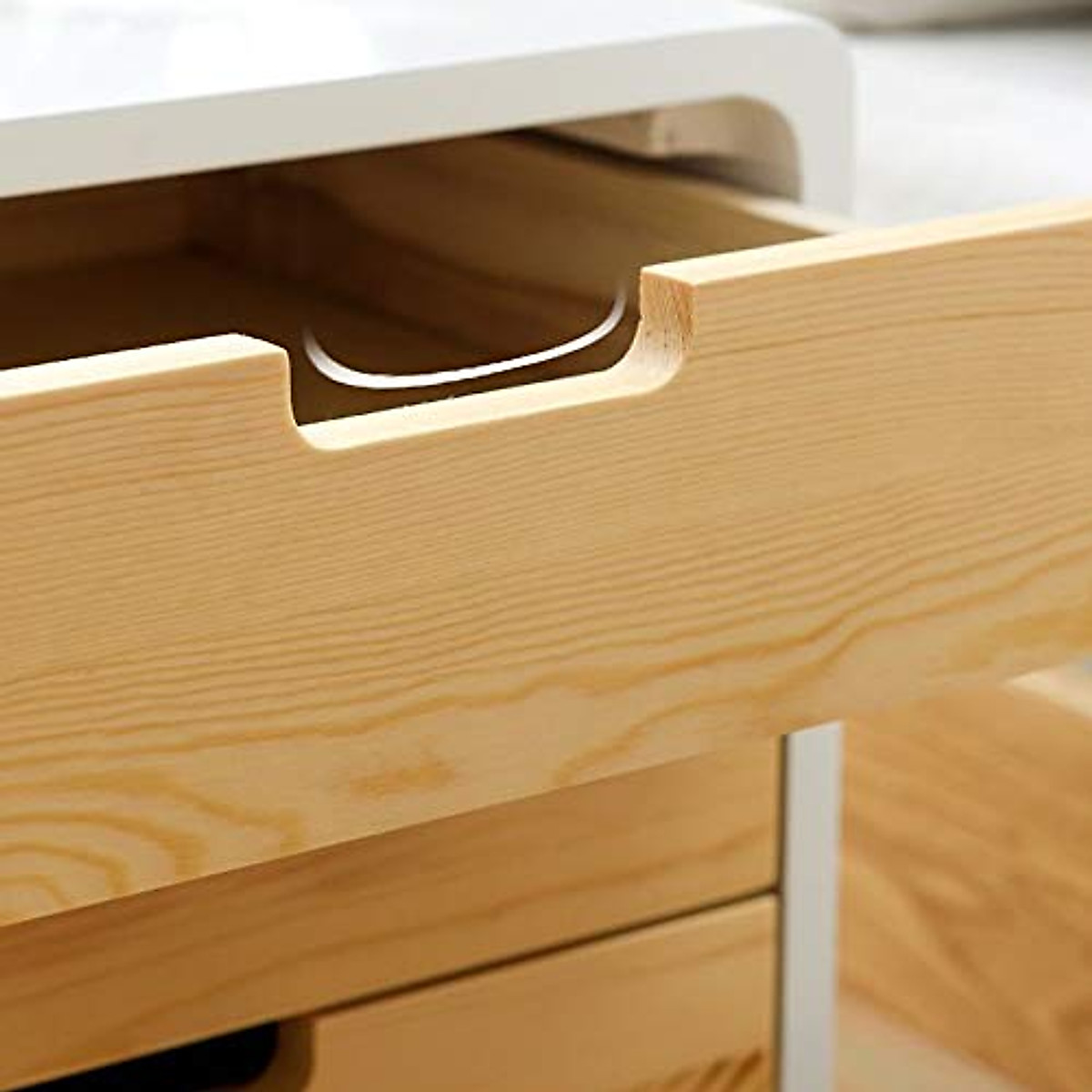 ZHAOLEI Simple and Three-Drawer Design Bedside Table, Mini Locker Bedroom Solid Wood Bedside Storage Cabinet