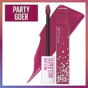 MAYBELLINE New York Super Stay Matte Ink Liquid Lipstick, Transfer Proof, Long Lasting, Limited Edition Birthday Cake Scented Shades, Party Goer, 0.17 Fl Oz