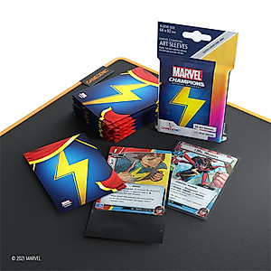 Gamegenic Marvel Champions The Card Game Official Ms. Marvel Art Sleeves - Pack of 50 Art Sleeves and 1 Clear Sleeve, Card Game Holder, Use with TCG and LCG Games, Made by Fantasy Flight Games
