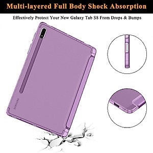 Soke Galaxy Tab S8+/S7 FE/S7 Plus 12.4 inch Case with S Pen Holder, Translucent Soft TPU Back Cover for Samsung Tab S8+ 2022/S7 FE 2021/S7 Plus 2020 [SM-X800/X806/T730/T736B/T970/T975],Violet