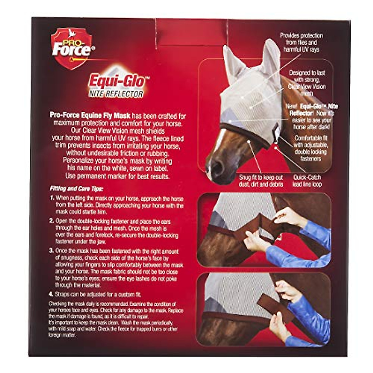 Pro-Force Equine Fly Mask | Horse Fly Mask with UV Protection | Adjustable Fit for Comfort | With Ears