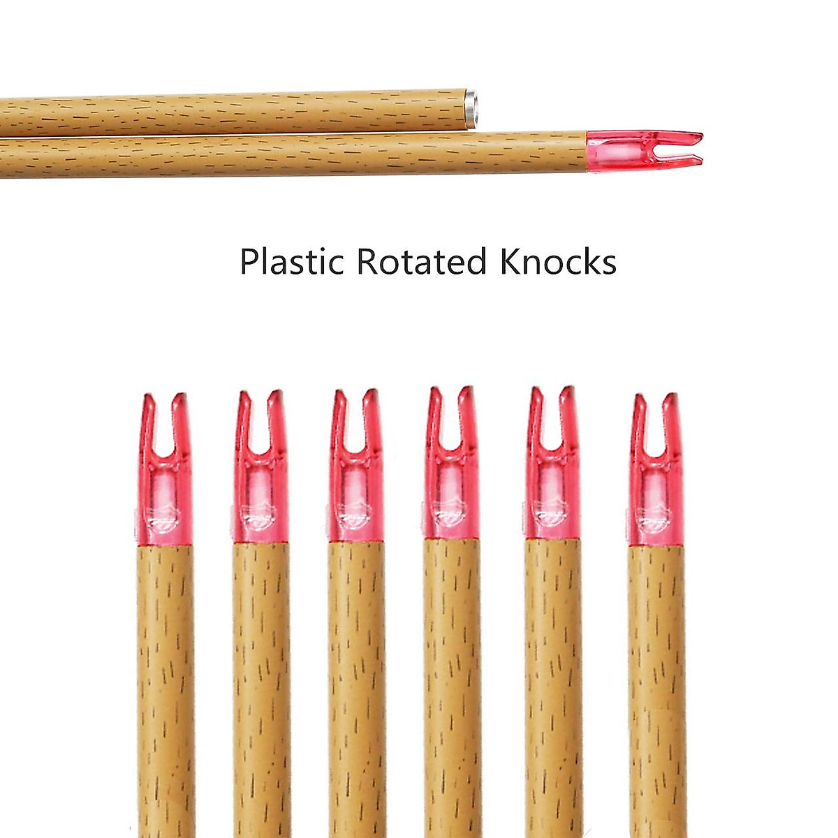 340 Spine 29 Inch Pure Carbon Arrow Shafts with Aluminum Inserts ID 6.2mm Plastic Knocks Wooden Pattern Shafts for Hunting Shooting (12 Pack)