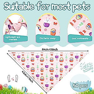 50 Pieces Easter Dog Bandanas Bulk Dog Kerchief Set Bibs Triangle Dog Scarf Dog Bandanas with Easter Egg Rabbit Carrot Patterns for Easter Party Pet Costume Accessories Decoration