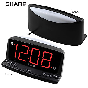 SHARP LED Digital Alarm Clock – Simple Operation - Easy to See Large Numbers, Built in Night Light, Loud Beep Alarm with Snooze, Bright Big Red Digit Display