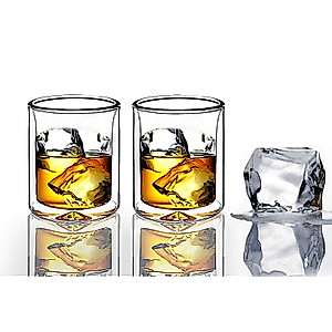 Sun's Tea (Set of 4) Strong Double Wall Glasses - 16oz Highball Beer Glasses and 9oz Old Fashioned Whiskey Glasses (Borosilicate Glass, Not Plastic)