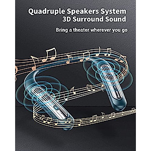 Bluenin Portable Wearable Neckband Bluetooth Speakers, Wireless Collar Speaker CVC 8.0 Noise Cancelling 3D Sound Personal Sport Speaker with Mic(Navy Blue)